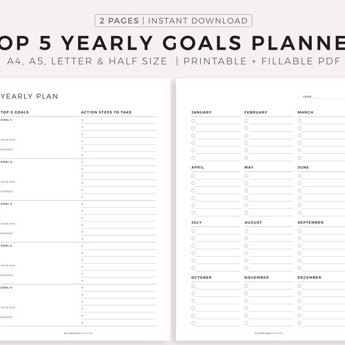 Yearly Goals Planner Goal Setting Goal Planning - Etsy