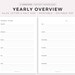 Yearly Overview Two Page Yearly Planner Printable Year At a | Etsy