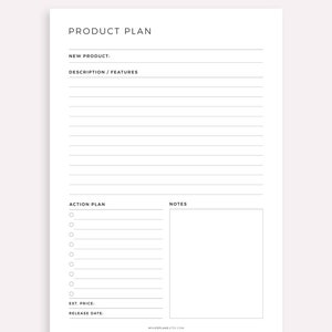 New Product Planner Printable, Product Development, Product Launch ...