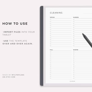 Seasonal Cleaning Checklist for Remarkable 2, Cleaning Planner ...