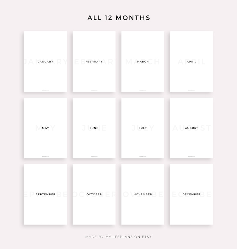 Monthly Planner Dashboards Printable, Monthly Dividers, Minimalist ...