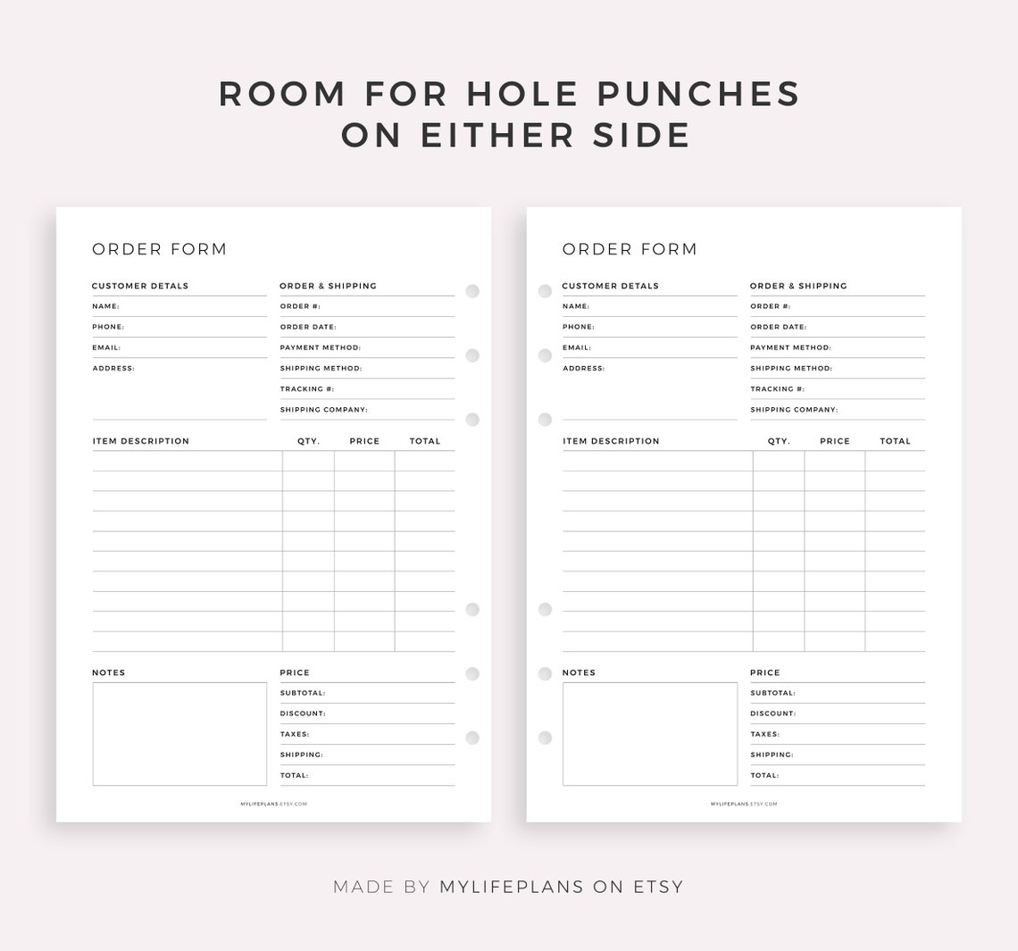 Fillable Order Form Template Printable Order Form for Small - Etsy