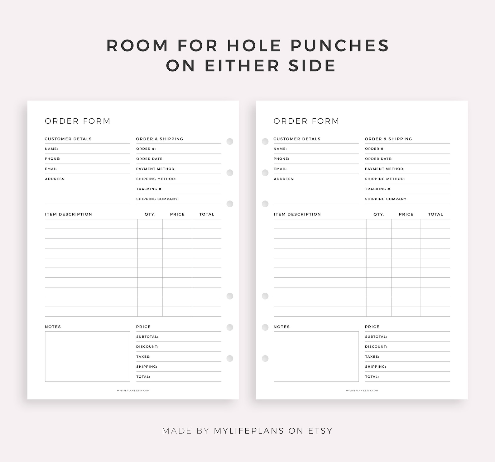 Fillable Order Form Template Printable, Order Form for Small Business ...