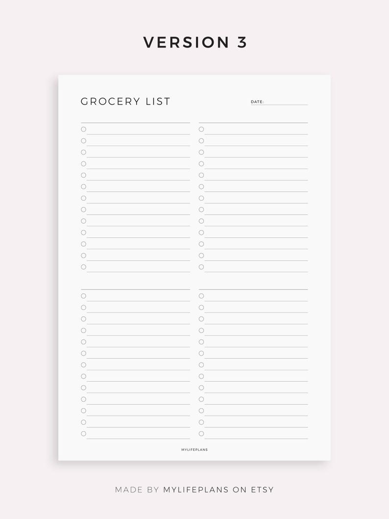 Simple Grocery List Template for Kindle Scribe, Instant Download - Etsy