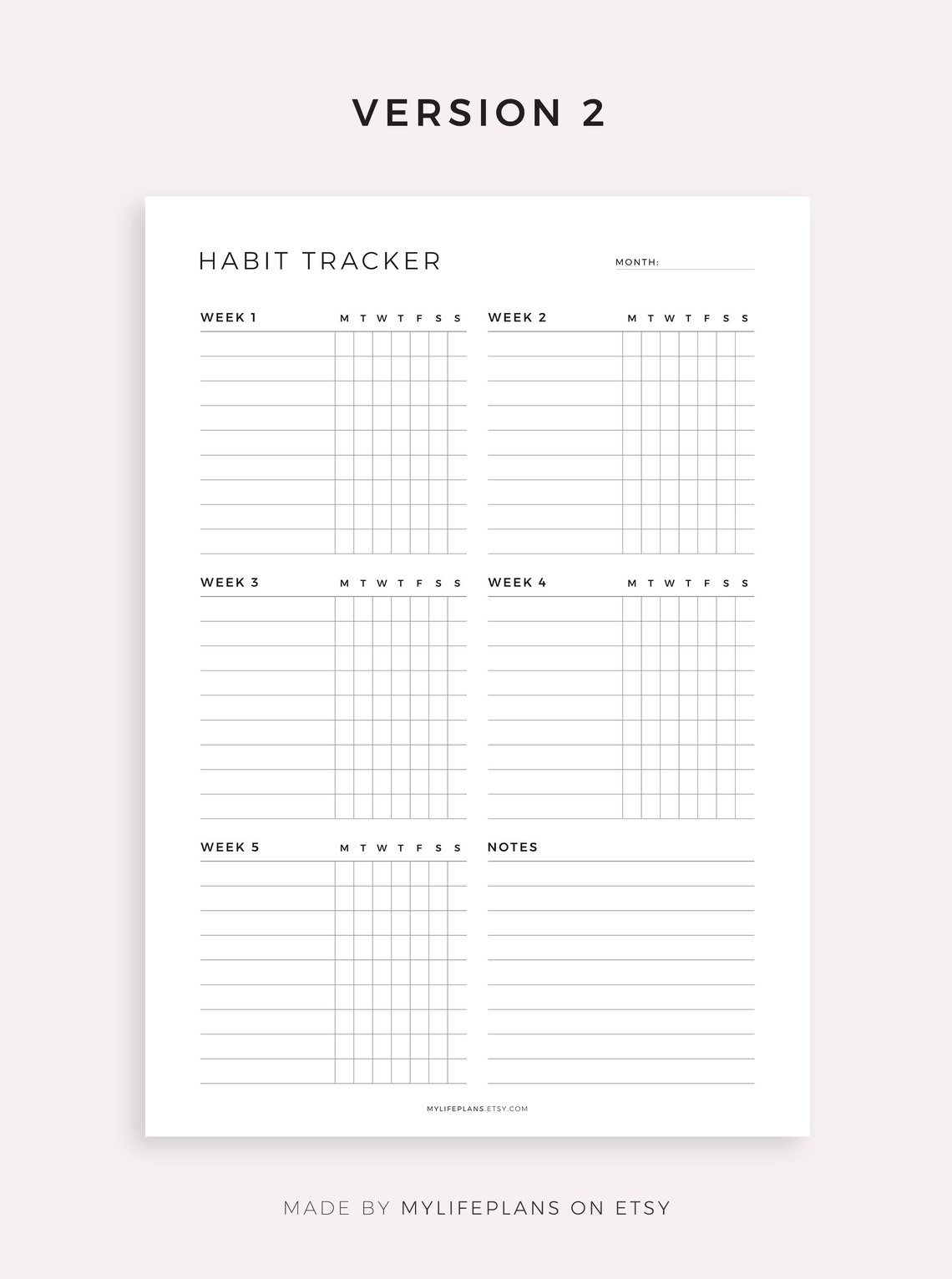Monthly Habit Tracker Printable Habit Tracker Template - Etsy