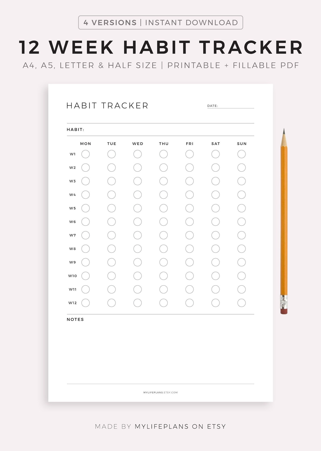 12 Week Habit Tracker Printable, Habit Planner, Routine Tracking, Habit ...