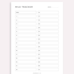 Monthly Mile Tracker Printable, Running Tracker, Walking Tracker ...