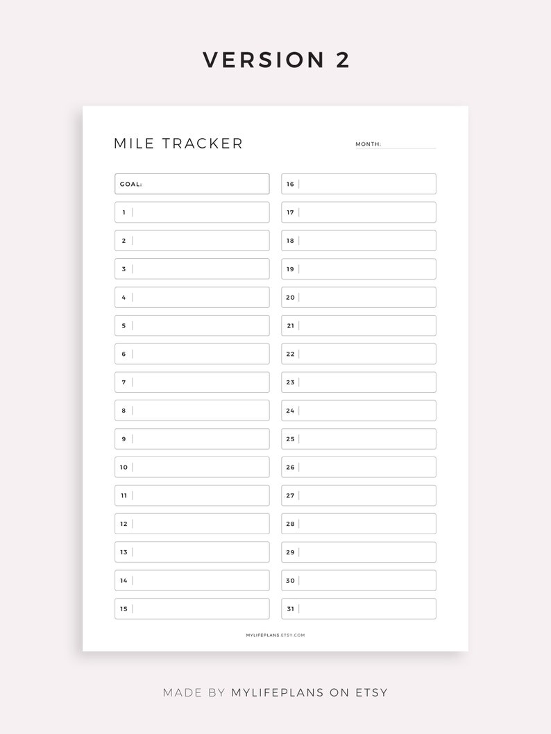 Monthly Mile Tracker Printable Running Tracker Walking - Etsy