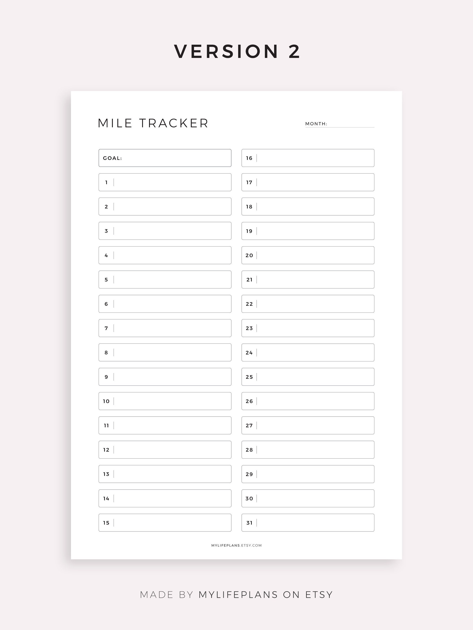 Monthly Mile Tracker Printable Running Tracker Walking - Etsy UK