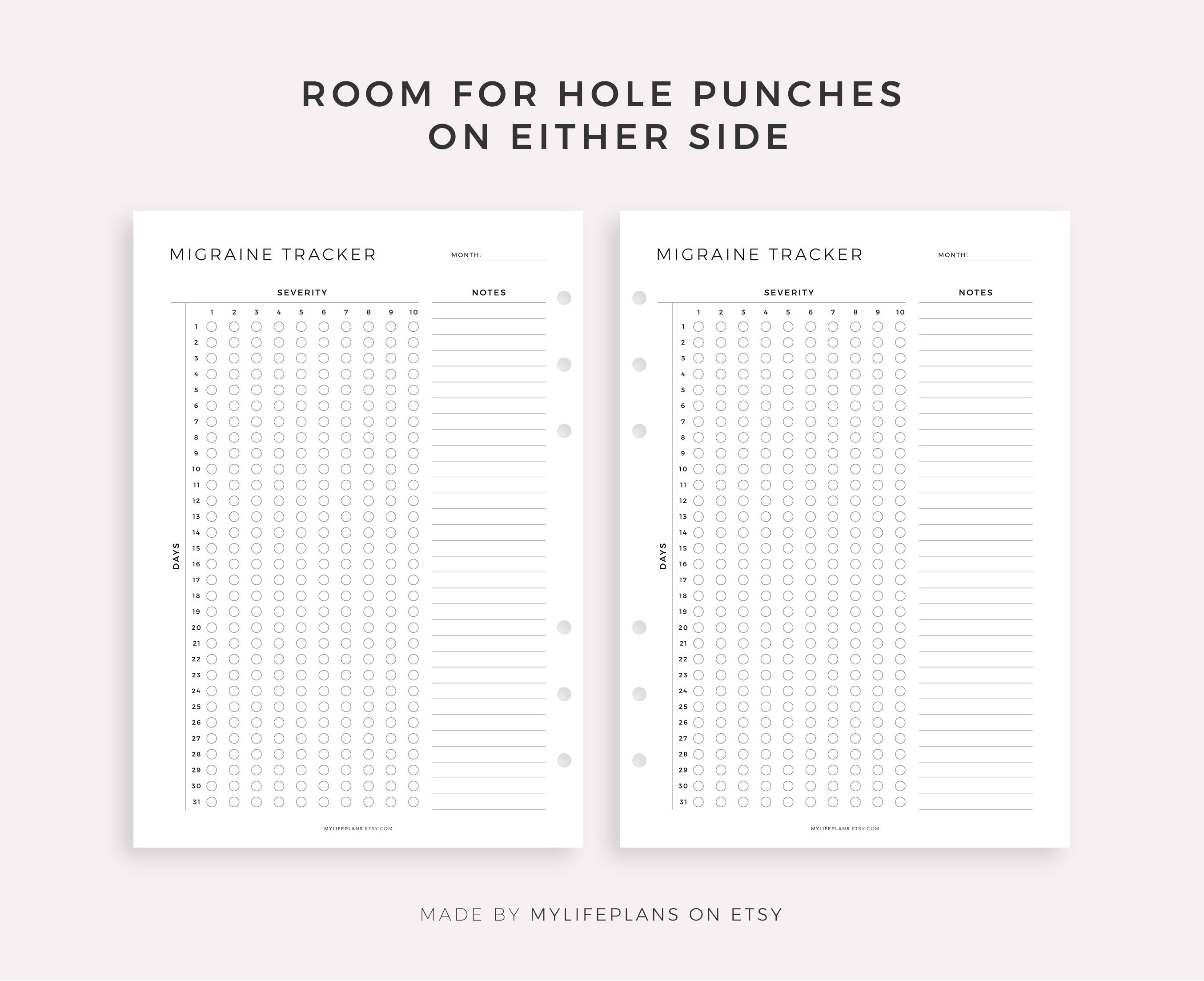 Monthly Migraine Tracker Printable Template Headache Pain - Etsy UK