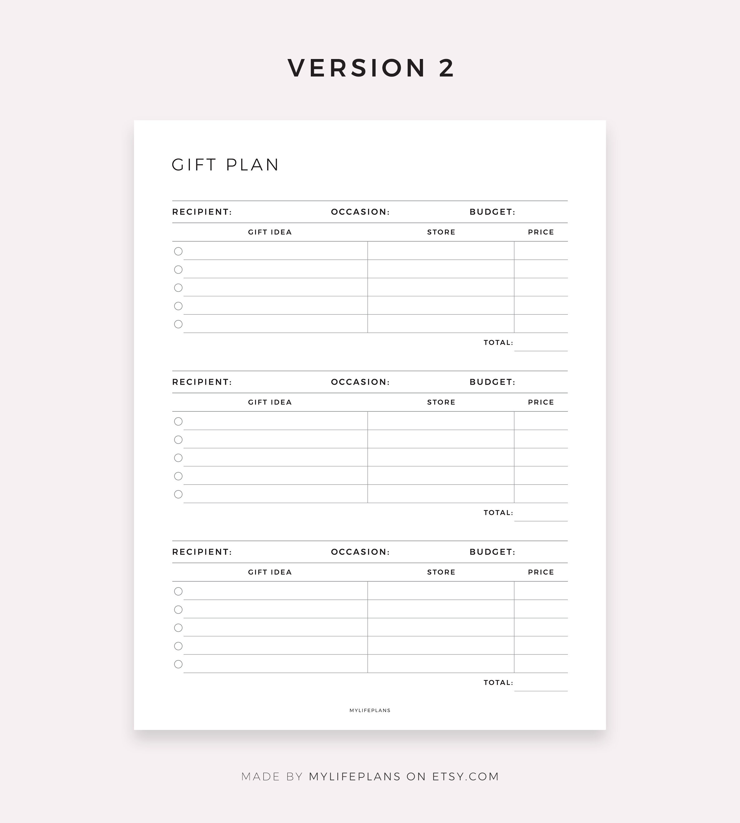 Digital Gift Planner, Gift Ideas, Gift Tracker, Gift Shopping List ...