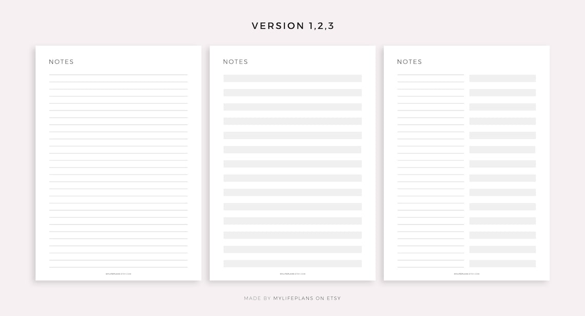 Notes Pages Printable Writing Paper Blank Notes Study Note - Etsy