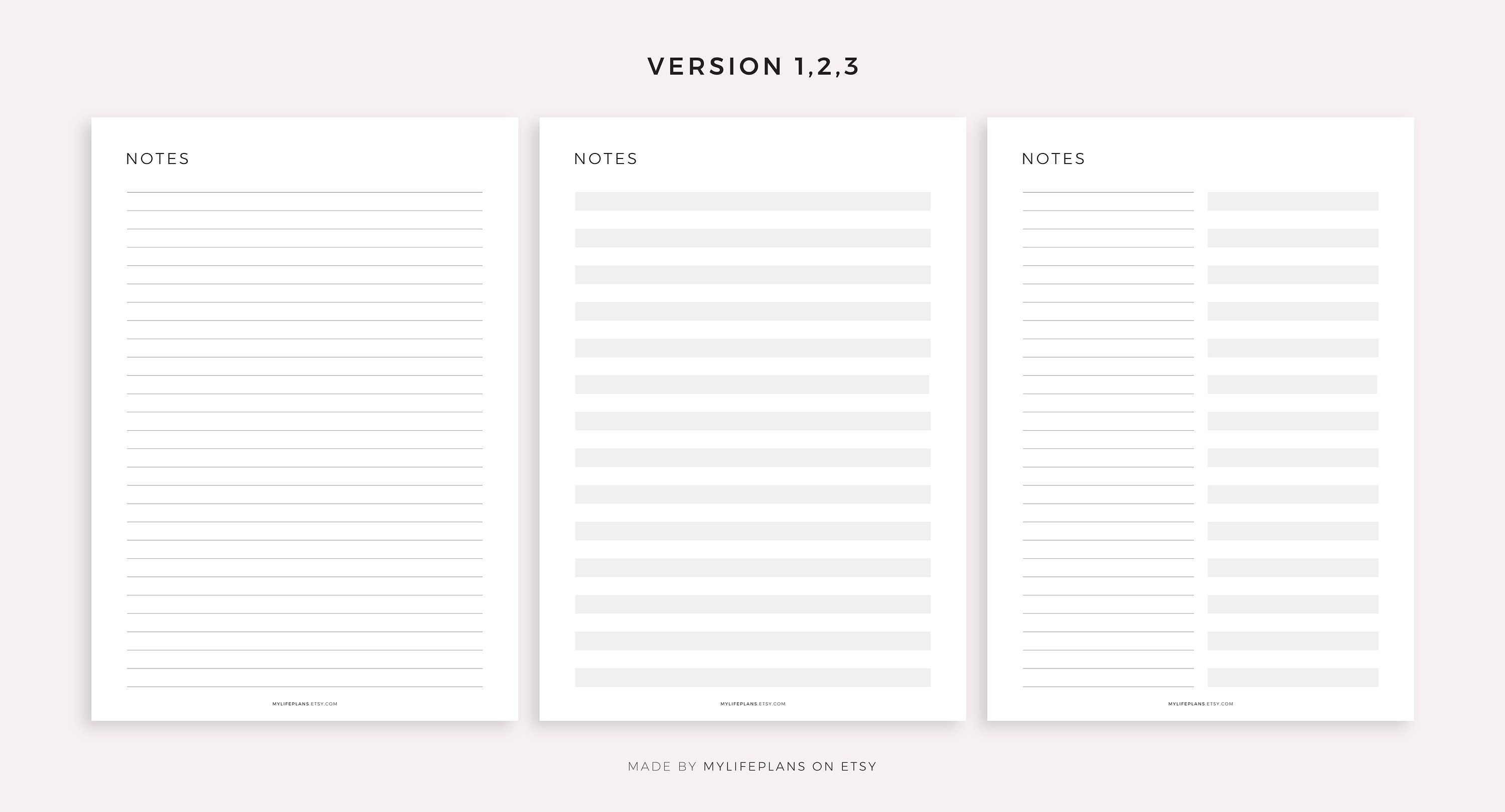 Notes Pages Printable Writing Paper Blank Notes Study Note - Etsy