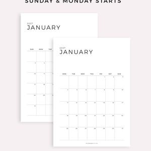 2027 Monthly Calendar Printable & Fillable, Year Calendar Template ...