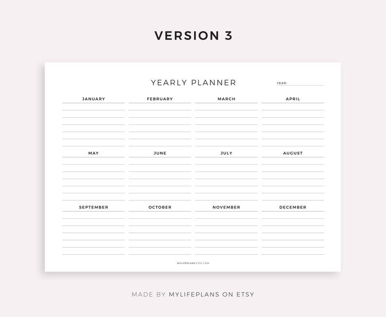 Yearly Tasks Printable Landscape, Yearly to Do List, Minimalist Yearly ...