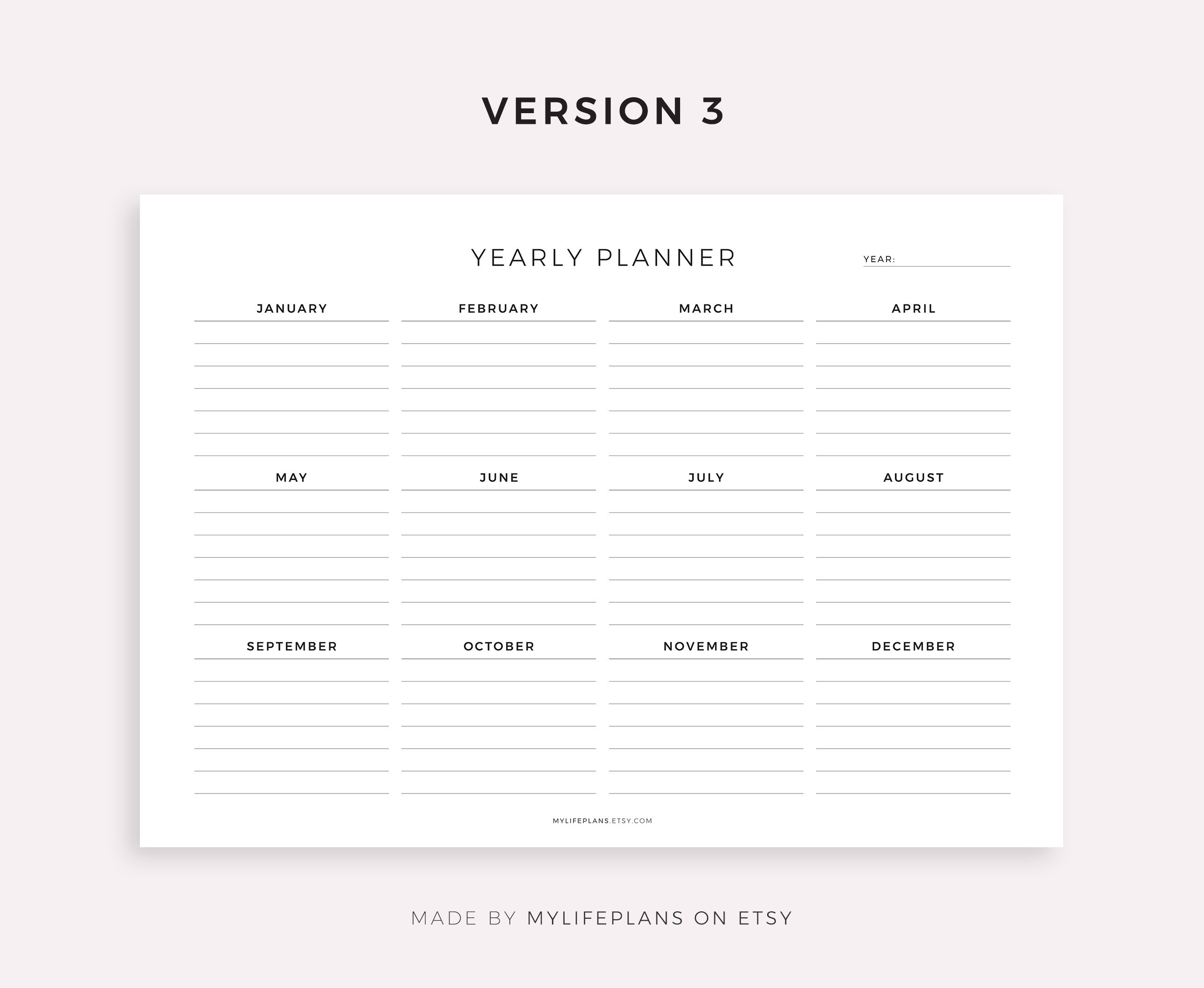 Yearly Tasks Printable Landscape, Yearly to Do List, Minimalist Yearly ...