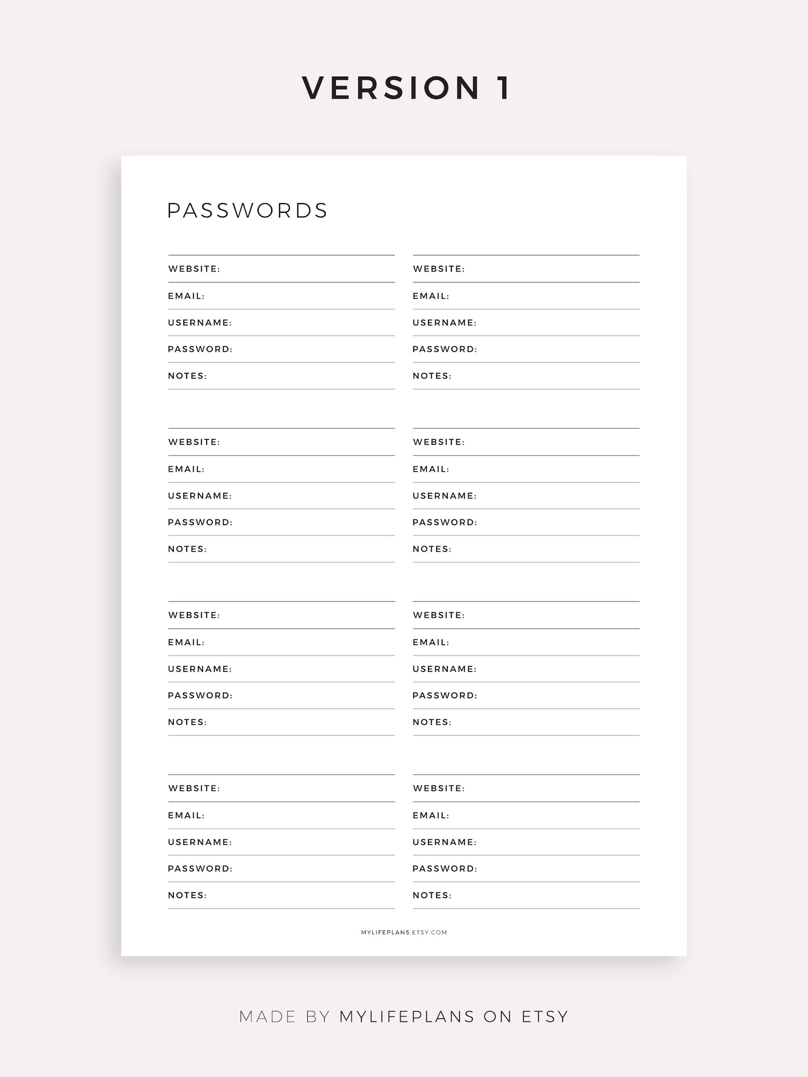 Password Tracker Printable & Fillable, Password Keeper, Password ...