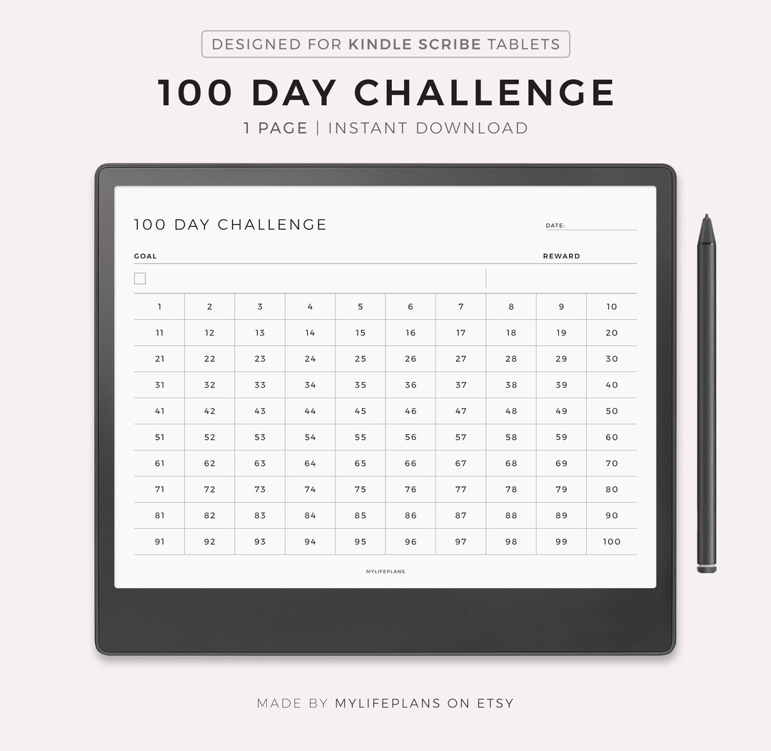100 Day Challenge Landscape, Goal Setting, Progress Tracker, Habit ...