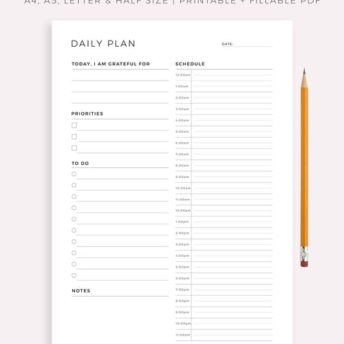Daily Planner Printable Productivity Planner Daily to Do - Etsy