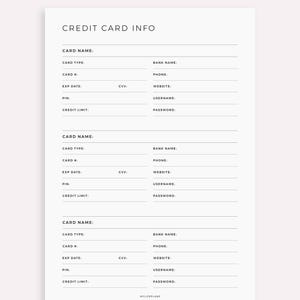 Credit Card Tracker for Supernote A5X2/A5X/A5/A6X2/A6X/A6, Credit Card ...