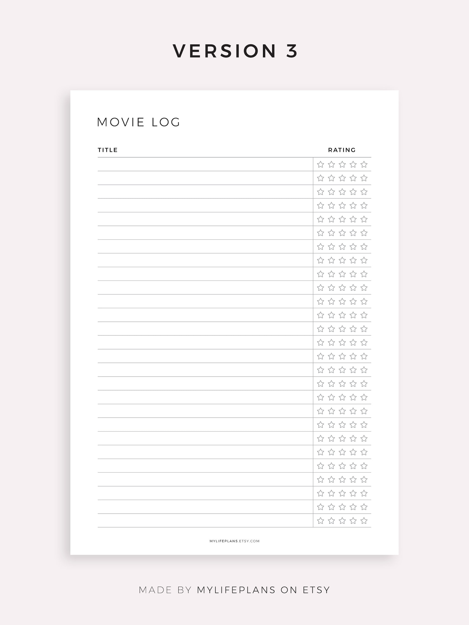 Movie Log Printable, Movies to Watch, Movies I've Watched, Movie ...