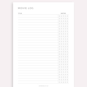 Movie Log Printable, Movies to Watch, Movies I've Watched, Movie ...