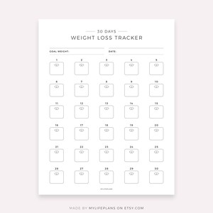 30 Day Weight Loss Tracker Digital, Weight Loss Challenge, Weight Loss ...
