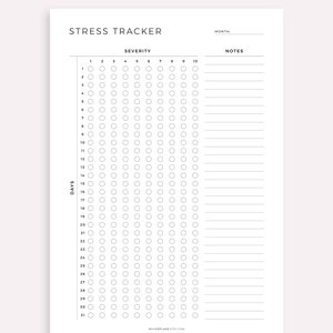 Monthly Stress Tracker Printable Template, Track Daily Stress Levels ...