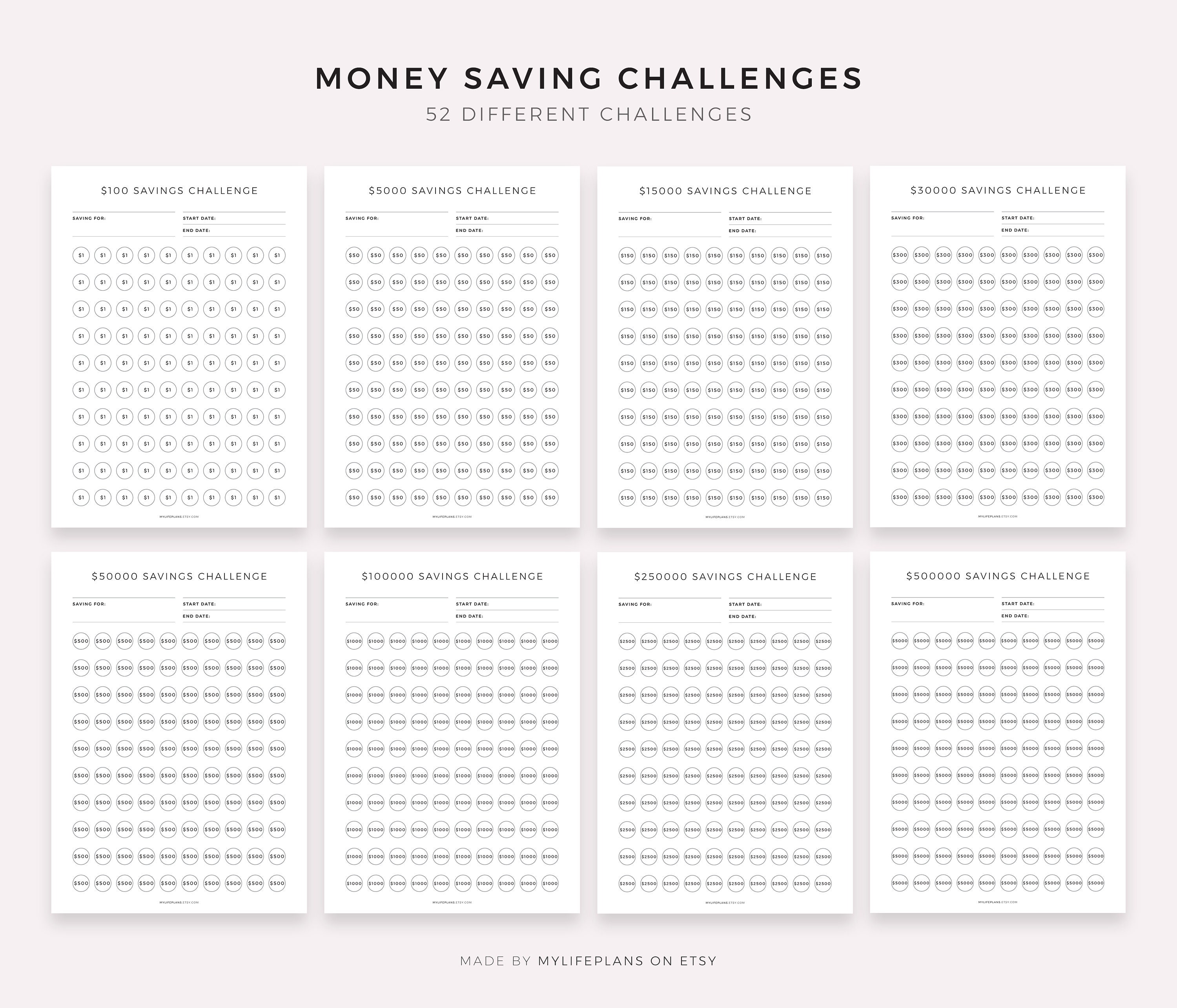 Money Saving Challenge Inserts Bundle Printable, A4/a5/letter/half ...