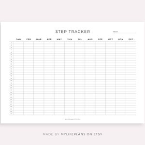 365 Day Step Tracker Printable Landscape, Daily Step Record, Exercise ...