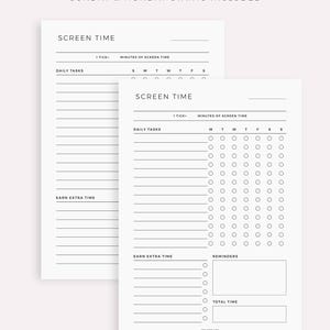 Earn Screen Time Checklist for Teenagers / Kids, Screen Time Chore ...