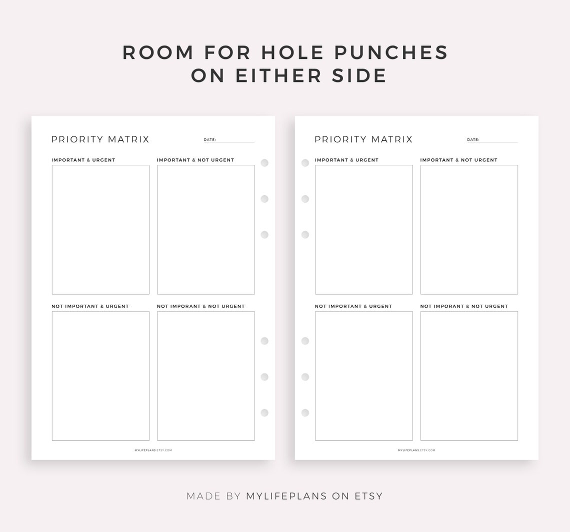 Priority Matrix Printable Decision Matrix Eisenhower Matrix - Etsy