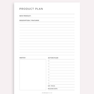 New Product Planner Printable, Product Development, Product Launch ...