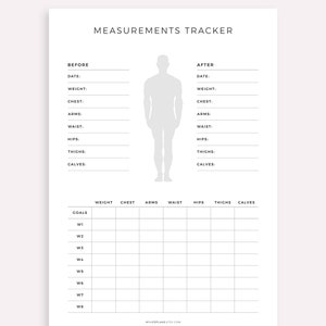 Body Measurements Tracker, 8 Week Body Transformation, Workout Progress ...