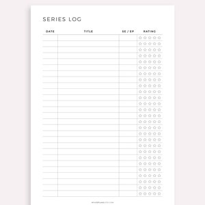 TV Series Log Printable, Series to Watch, Series I've Watched, Season ...