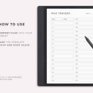 Monthly Mile Tracker for Boox Note Series / Tab Series / Go 10.3 ...