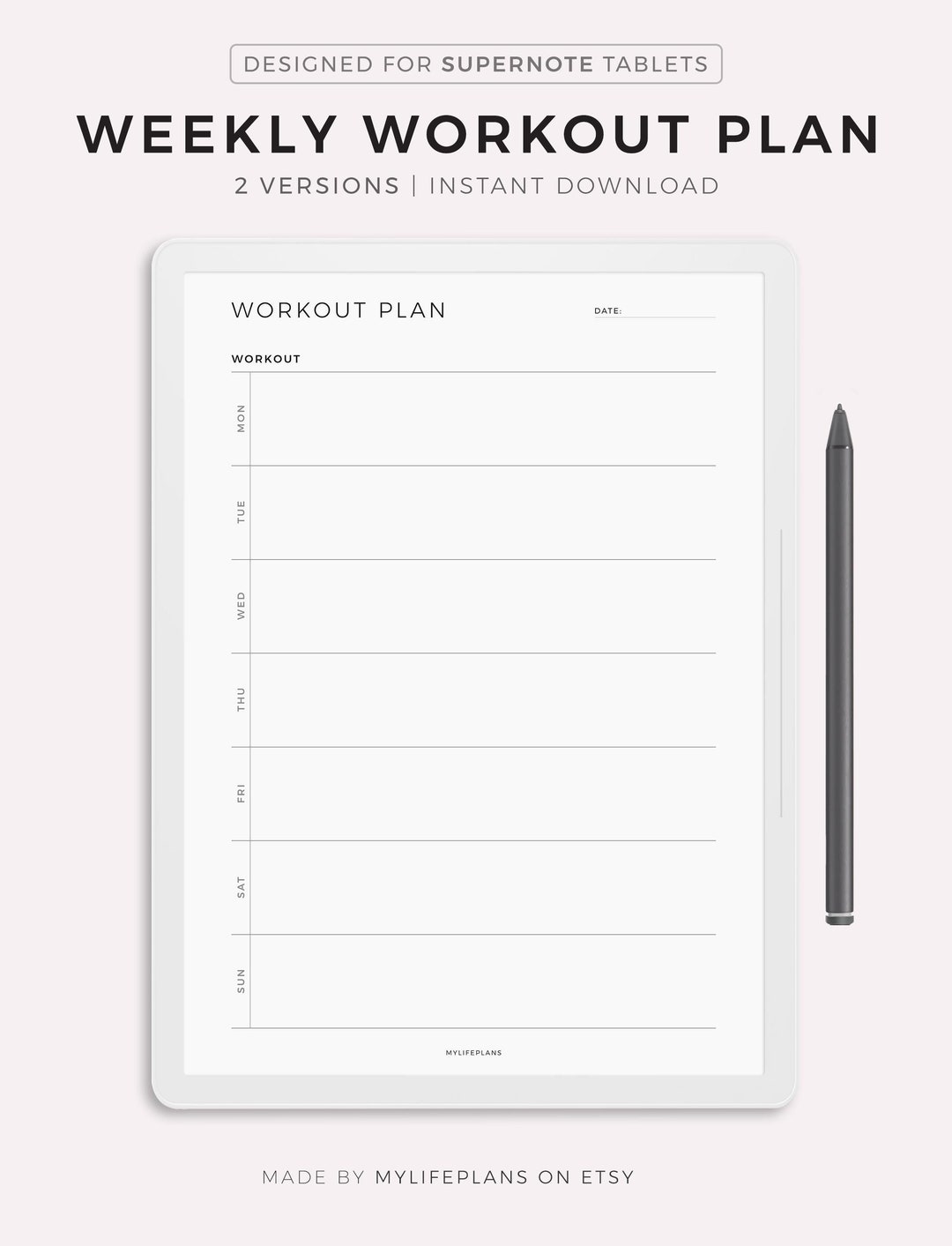 Weekly Workout Planner, 7 Days Fitness Planner, Exercise Planner ...
