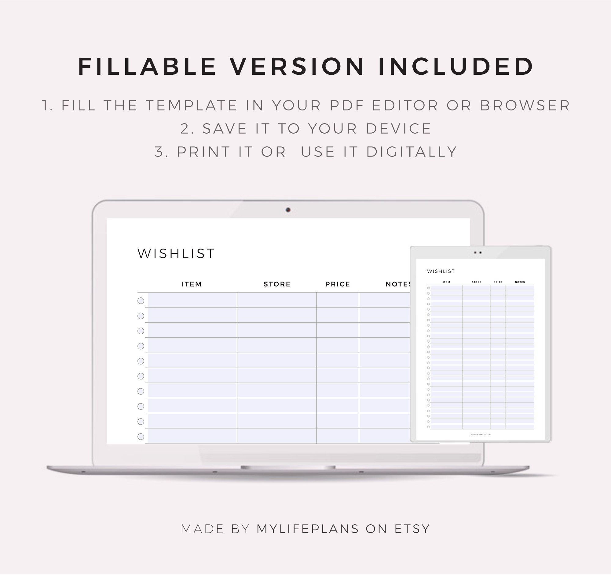 Simple Wishlist Page Printable & Fillable Holiday Wishlist - Etsy