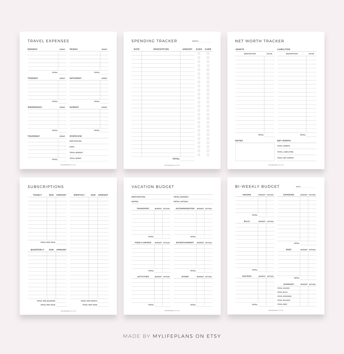 Finance Planners Inserts Bundle Printable A4/a5/letter/half - Etsy