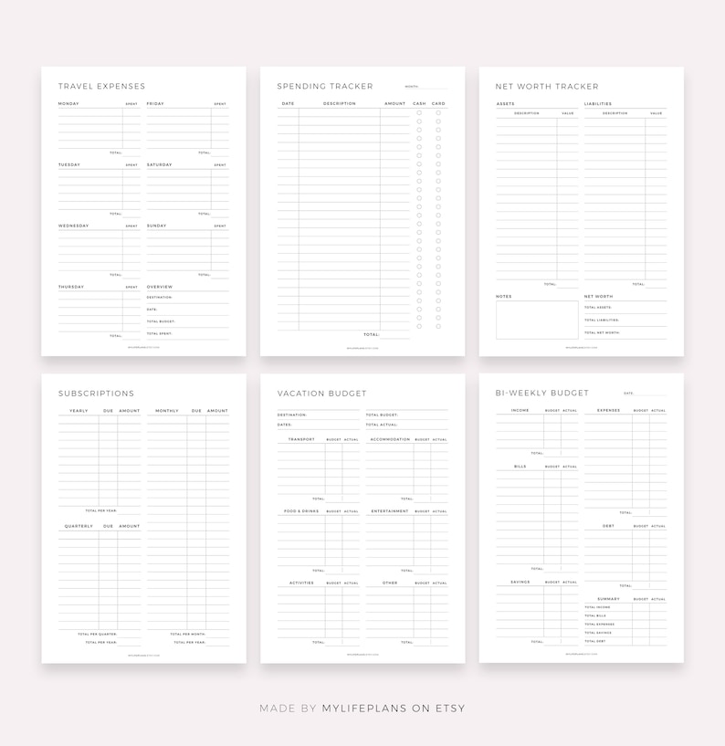Finance Planners Inserts Bundle Printable, A4/a5/letter/half Letter ...