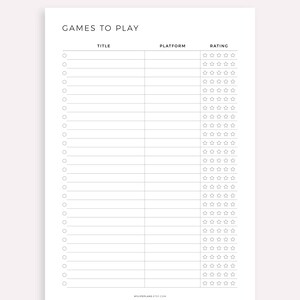 Video Games to Play, Gaming Journal, Printable Gamer Log, A4/a5/letter ...