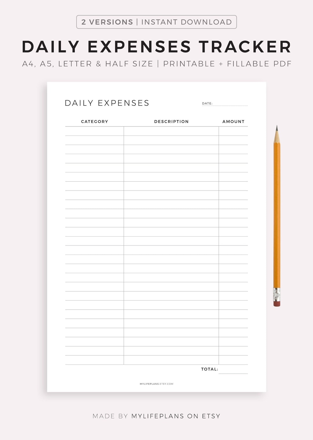 Daily Expenses Tracker Printable, Spending Tracker, Budget Tracker, A4 ...