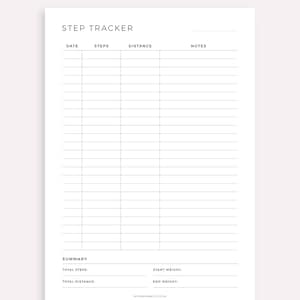 Step Tracker Printable, Step Log, Walking Journal, Exercise Log, Health ...