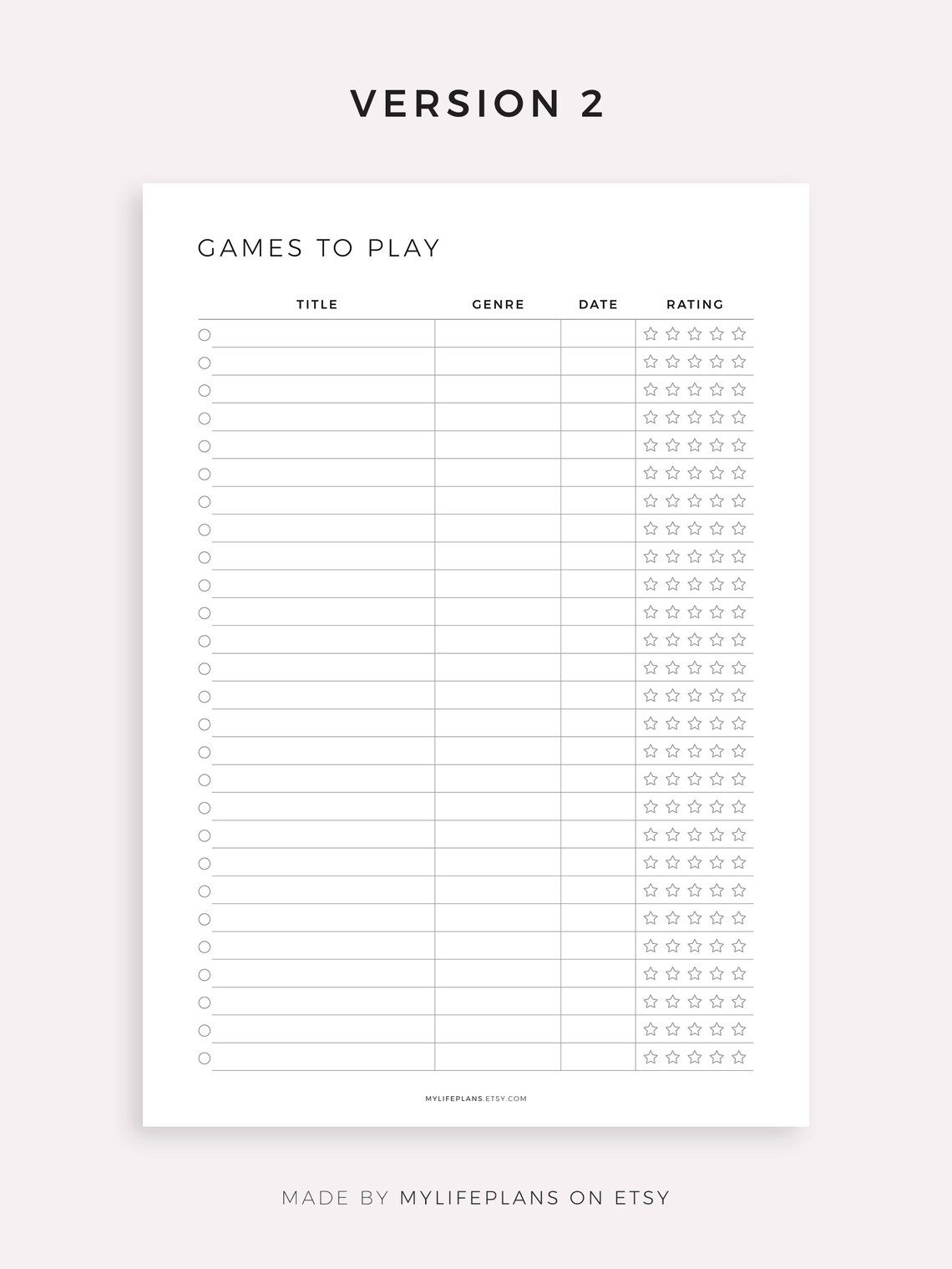 Video Games to Play, Gaming Journal, Printable Gamer Log, A4/a5/letter ...