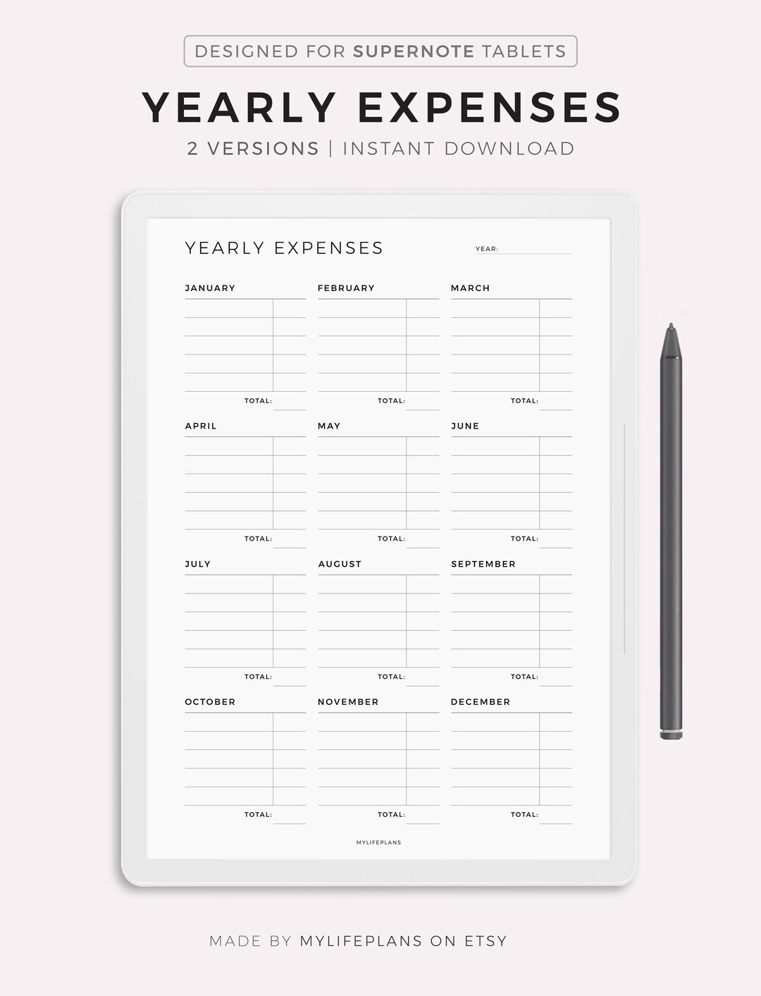 Yearly Expenses Overview, Business Spending Tracker, Budget Template ...