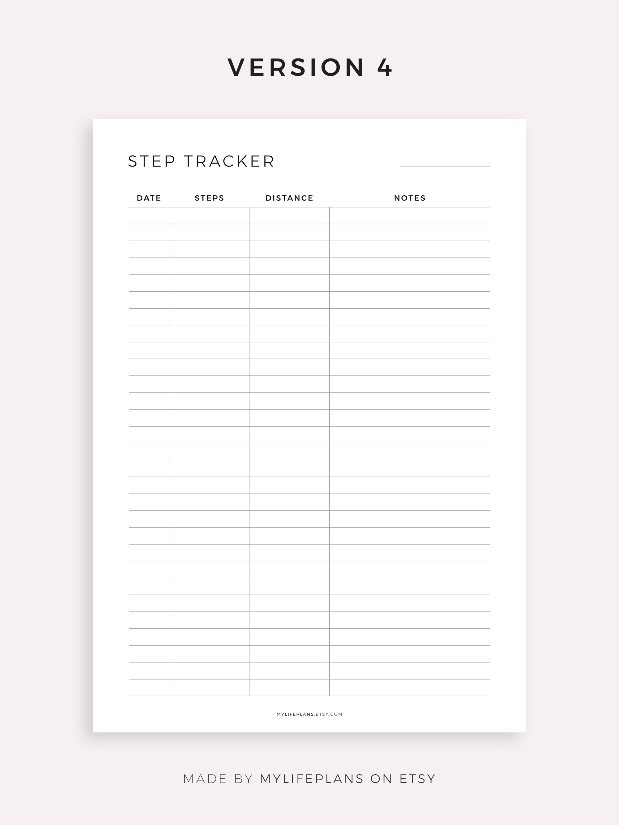 Step Tracker Printable Step Log Walking Journal Exercise - Etsy