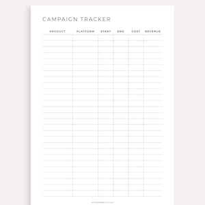 Ad Campaign Tracker Printable, Advertising Tracker Log, Advertising ...