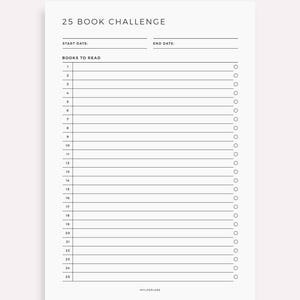 Book Reading Challenge Template, Book Reading Tracker, Books to Read ...