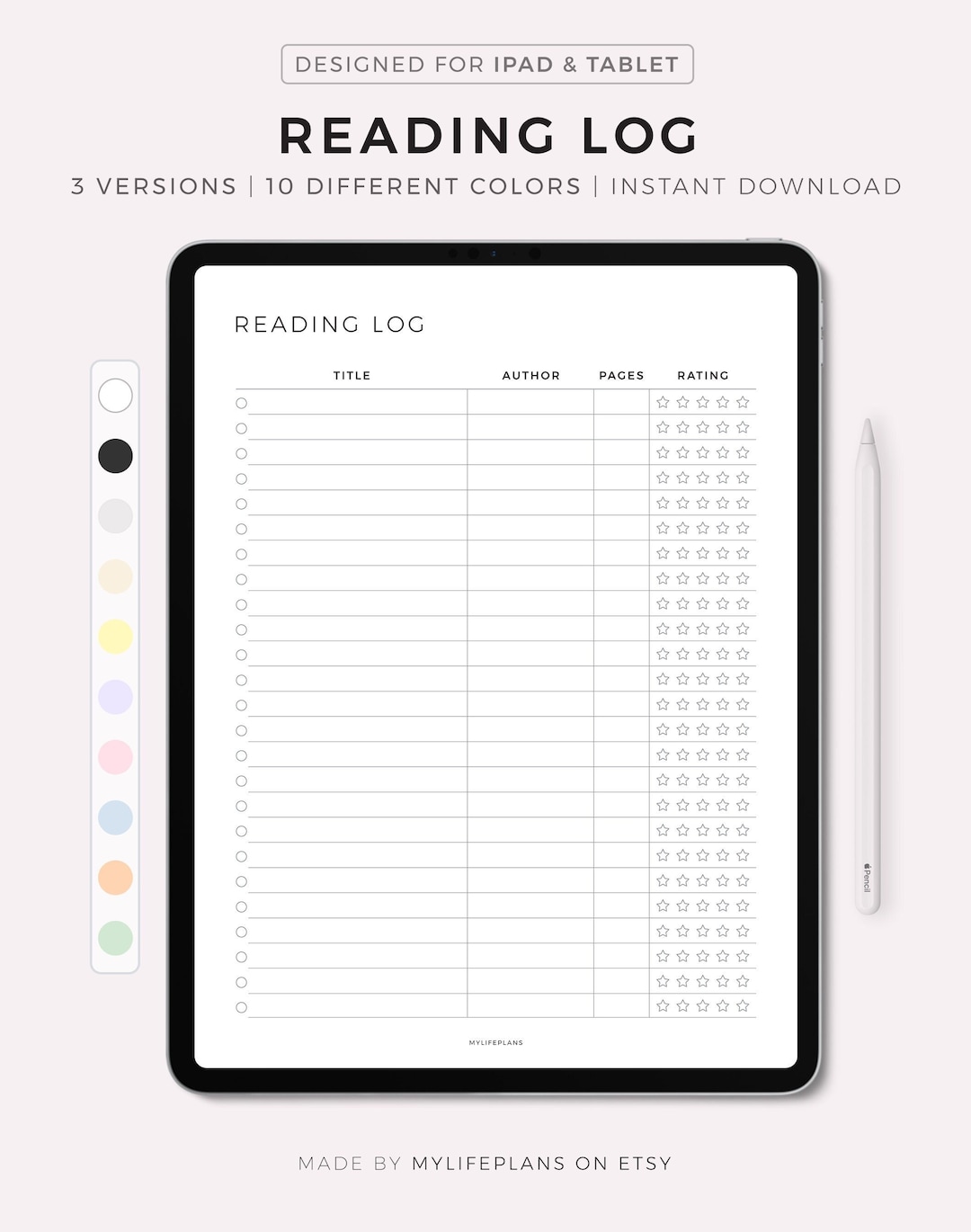 Digital Reading Log Template, Reading Tracker, Books to Read, Books I ...