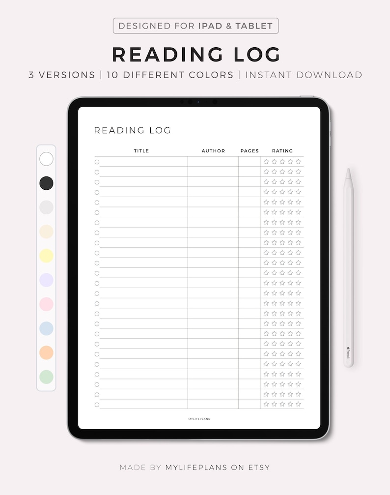 Digital Reading Log Template, Reading Tracker, Books to Read, Books I ...